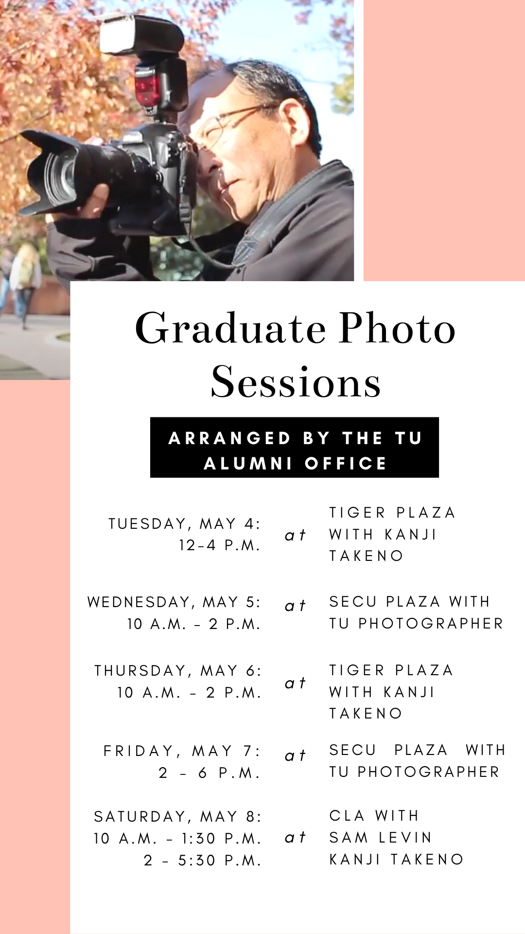 TU Alumni Office arranges photo sessions for graduates